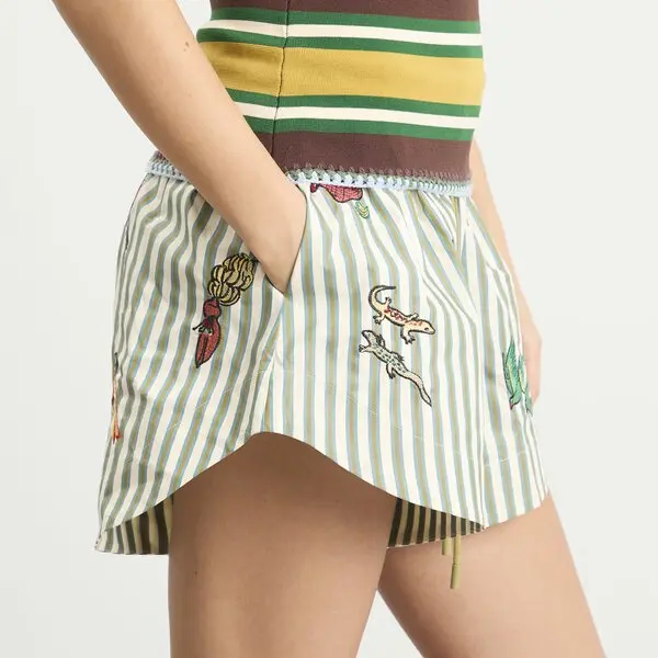 ALEMAIS Bisou Embroidered Shorts