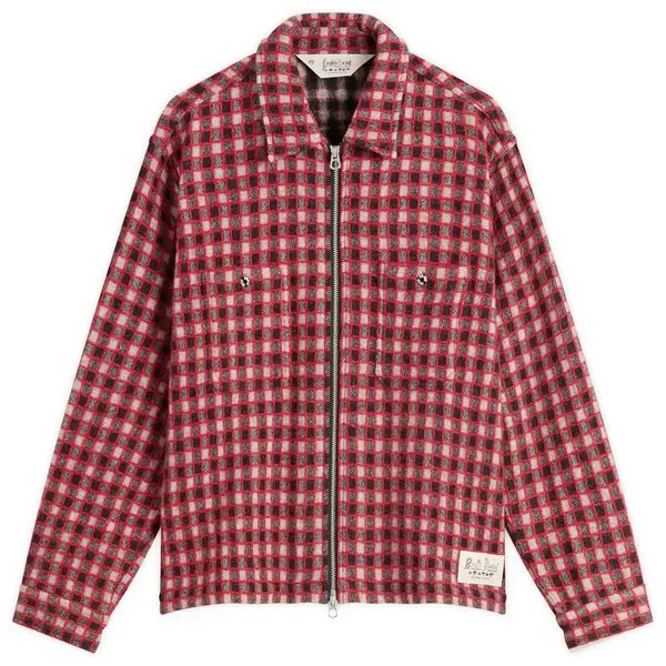BRAIN DEAD Check Mate Flannel Zip Shirt - Black Multi