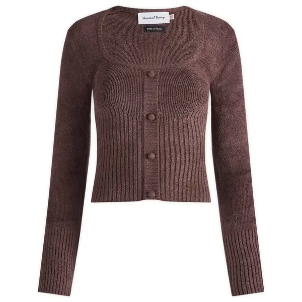HOUSE OF SUNNY The Lounge Rib Knit Top - Brown