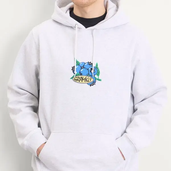 Gramicci Blueberry Print Fleece Back Hoodie - Heather Ash