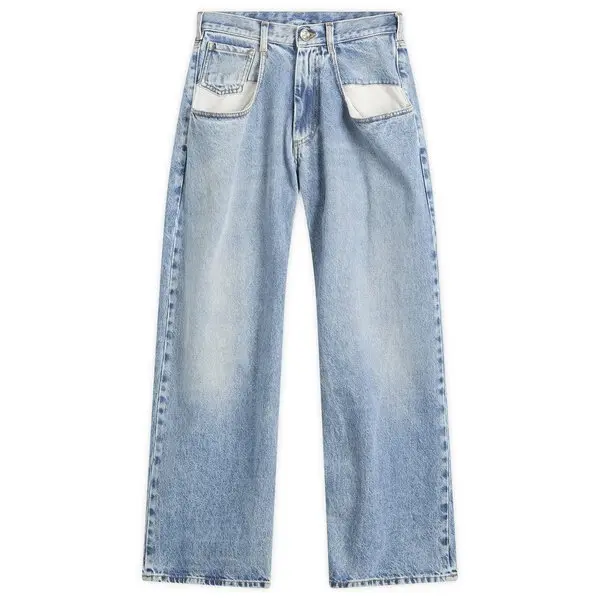 MAISON MARGIELA 5 Pockets Contrast Boyfriend Jeans - Blue