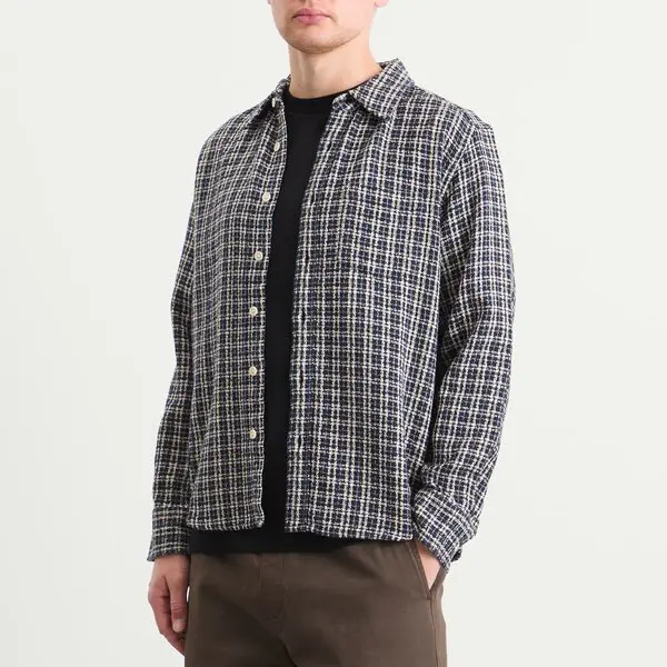 CORRIDOR Reverse Tweed Snow Check Shirt - Blue