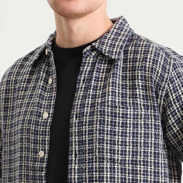 CORRIDOR Reverse Tweed Snow Check Shirt - Blue