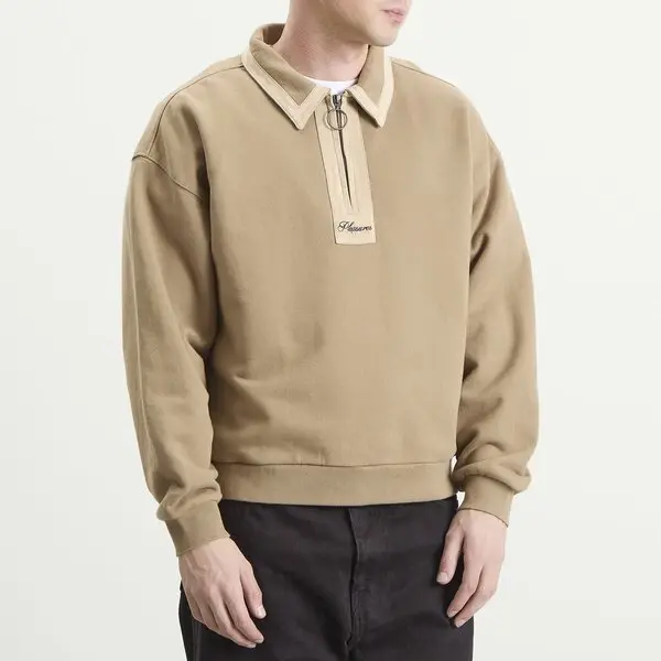 PLEASURES Drift Zip Long Sleeve Polo