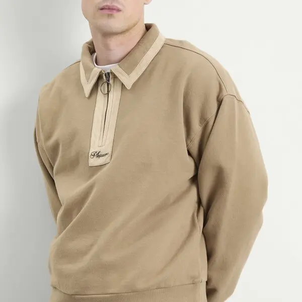 PLEASURES Drift Zip Long Sleeve Polo