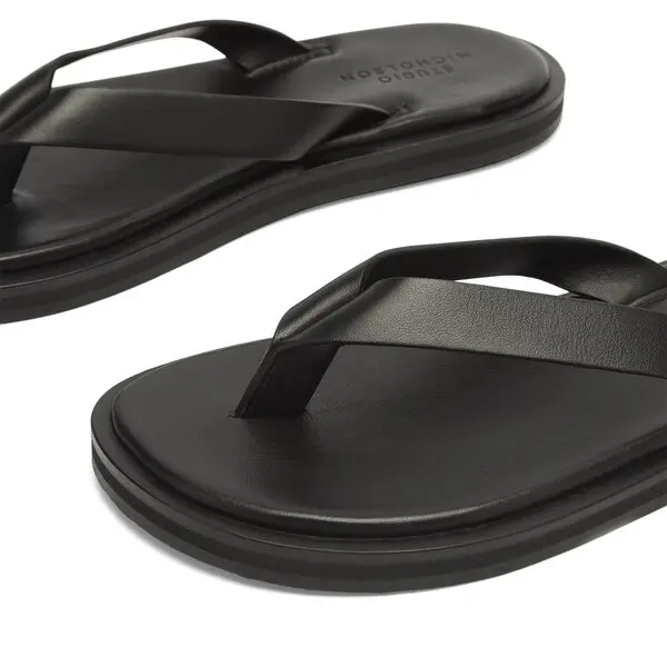 Studio Nicholson Curren Leather Flip Flop - Black