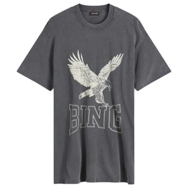 ANINE BING Lili Retro Eagle T-shirt - Washed Black