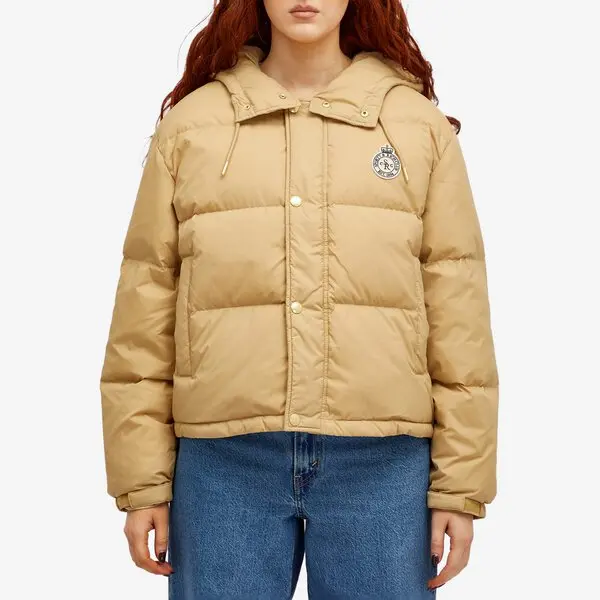 SPORTY & RICH Crown Logo Hooded Puffer Jacket