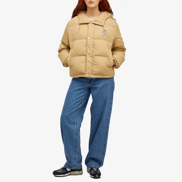 SPORTY & RICH Crown Logo Hooded Puffer Jacket