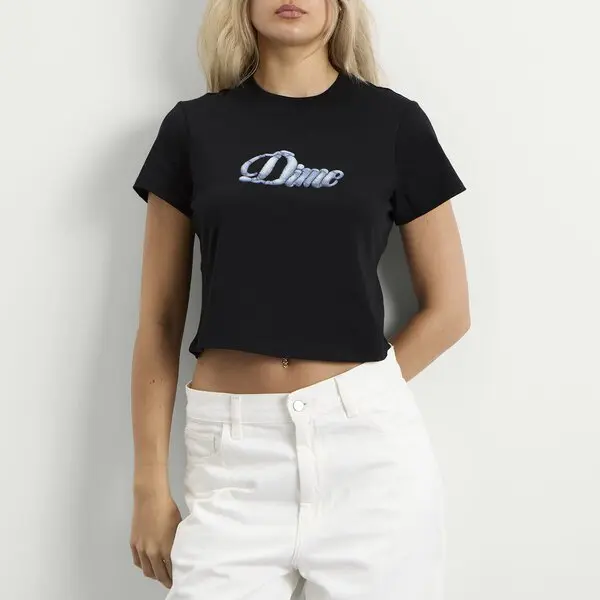 DIME Cursive Denim T-shirt - Black