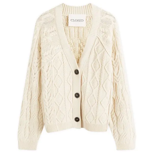 Closed Cable Knit Cardigan - Neutrals