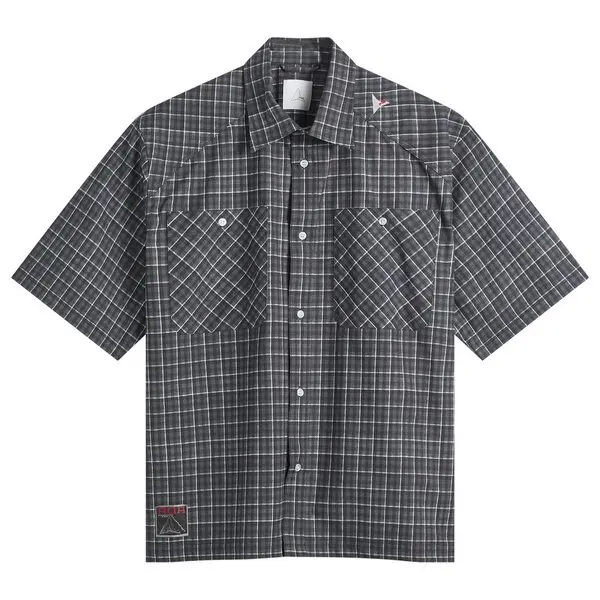 ROA Aair Floweave Printed Check Short Sleeve Shirt - Grey