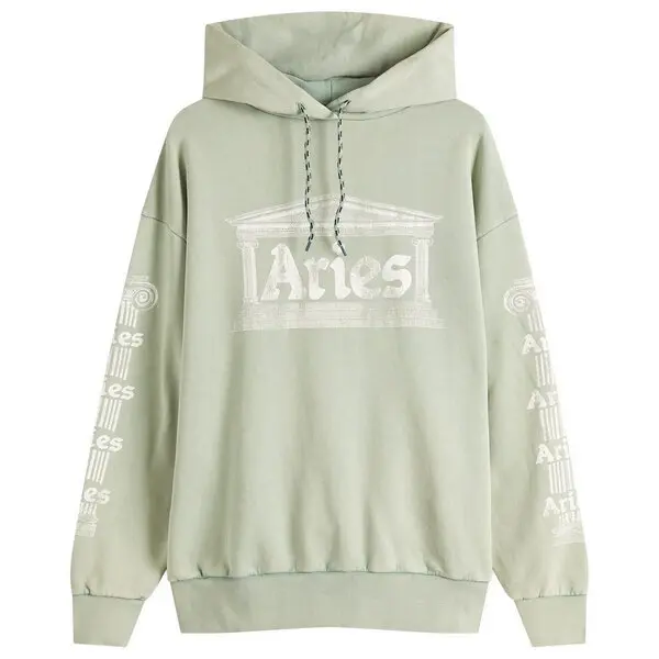 Aries Aged Ancient Temple Hoodie - Green