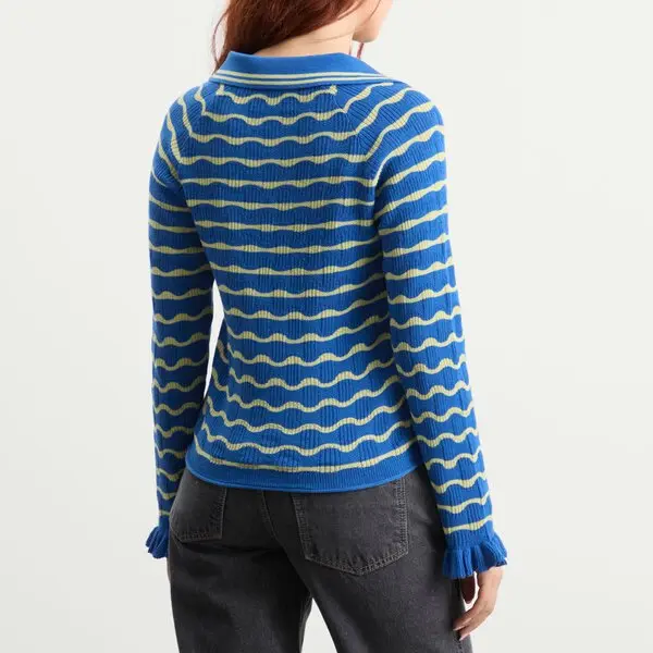 DAMSON MADDER Cotton Merino Blend Polo Jumper