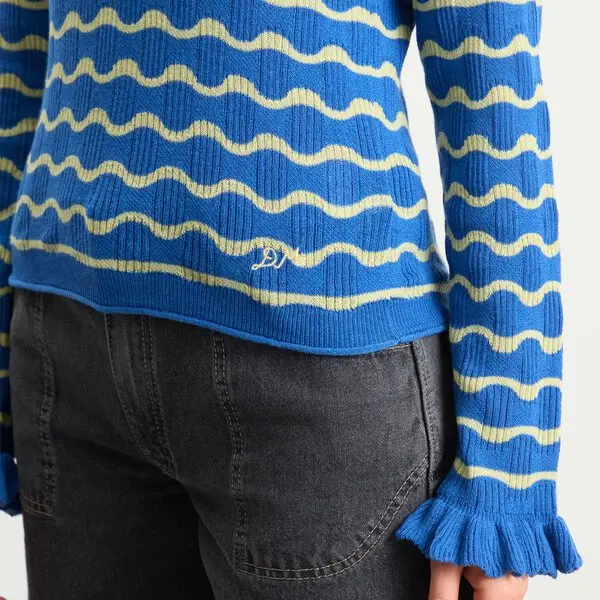 DAMSON MADDER Cotton Merino Blend Polo Jumper