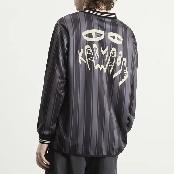 KARMA8A Stripe Long Sleeve Polo T-shirt
