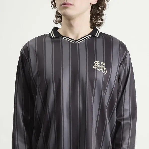 KARMA8A Stripe Long Sleeve Polo T-shirt