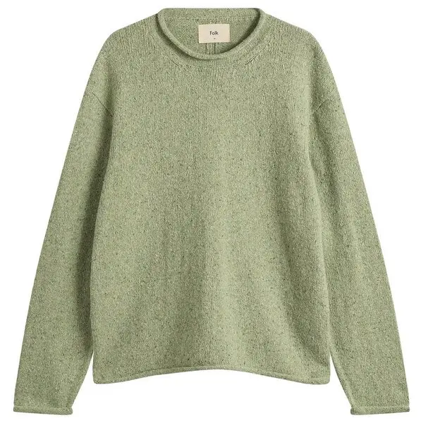 Folk Slouch Crew Jumper - Light Sage