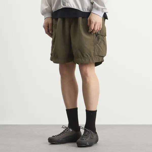 AND WANDER Oversized Cargo Shorts - Khaki