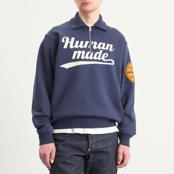 HUMAN MADE Half Zip Logo Sweatshirt