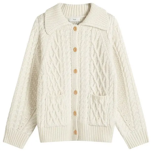 DUNST Fisherman Knit Cardigan - Ivory