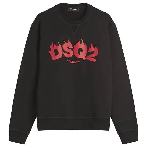 Dsquared2 Flames Logo Cool Fit Crew Sweat - Black