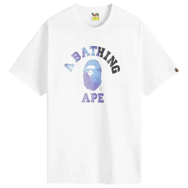 A BATHING APE Tie Dye College T-shirt - White/black