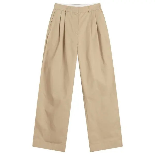 DUNST Wide Chino Trousers - Beige