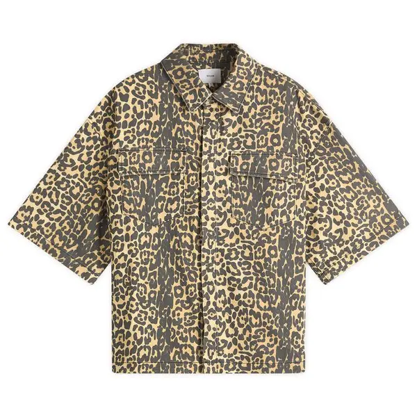 Rhude Leopard Short Sleeve Shirt - Black/tan