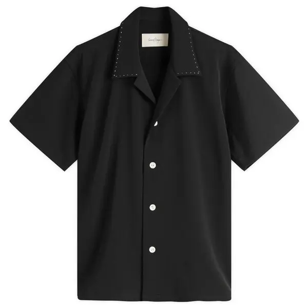 SECOND / LAYER Open Collar Shirt - Black