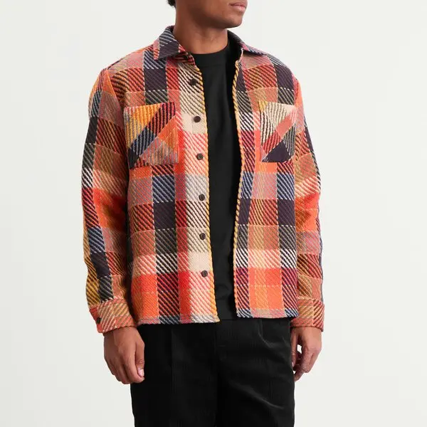WAX LONDON Whiting Pike Check Overshirt - Orange Multi