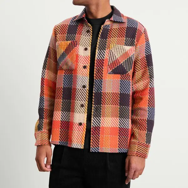 WAX LONDON Whiting Pike Check Overshirt - Orange Multi