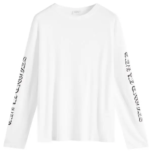 SECOND / LAYER Destroyed Skate Wave Long Sleeve T-shirt - White