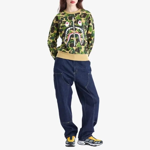 A BATHING APE Camo Shark Crew Sweatshirt