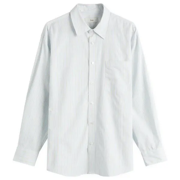 DUNST Striped Oversized Shirt - Mistyblue Stripe