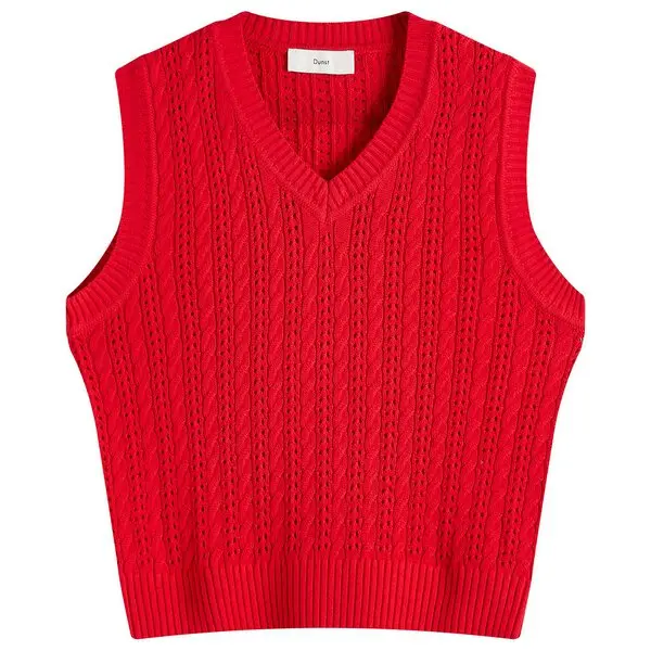 DUNST Crochet Knit Vest - Red