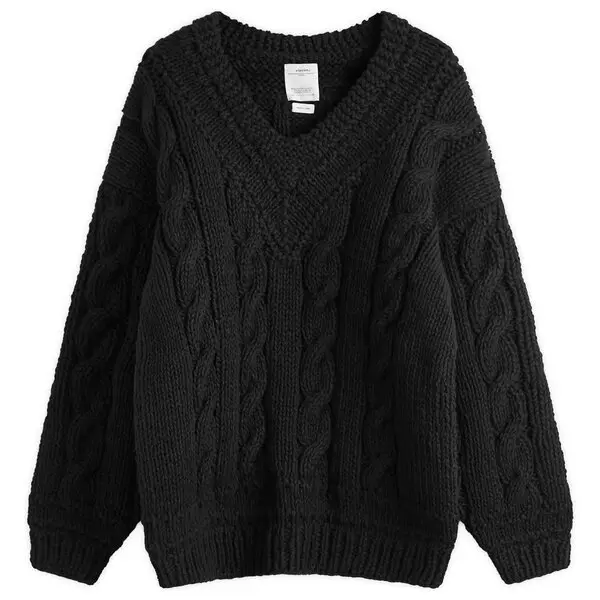 Visvim V-collegium Hand-knit Sweater - Black