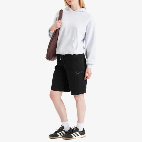 HOUSE OF SUNNY Oversized Denim Shorts With Drawstring Waist - Black