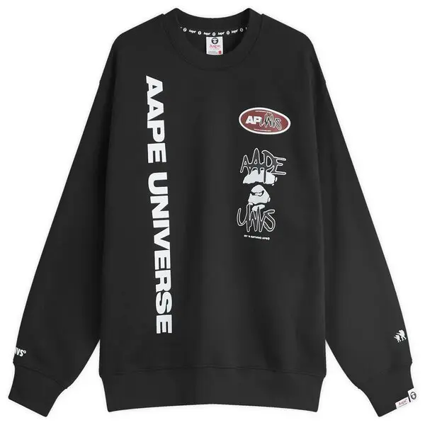 AAPE BY *A BATHING APE Aape Universe Back Stamp Sweatshirt - Black
