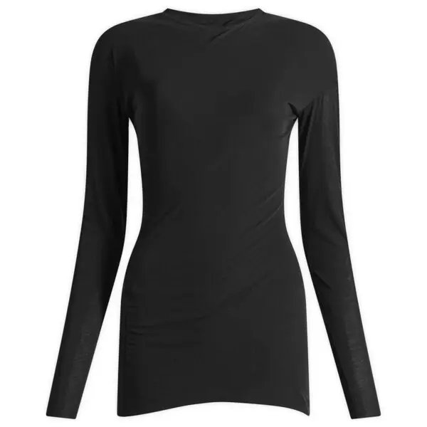 JIL SANDER Double Layer Twisted Long Sleeve Top - Black
