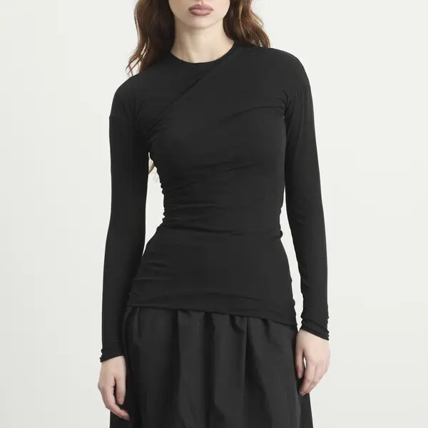 JIL SANDER Double Layer Twisted Long Sleeve Top