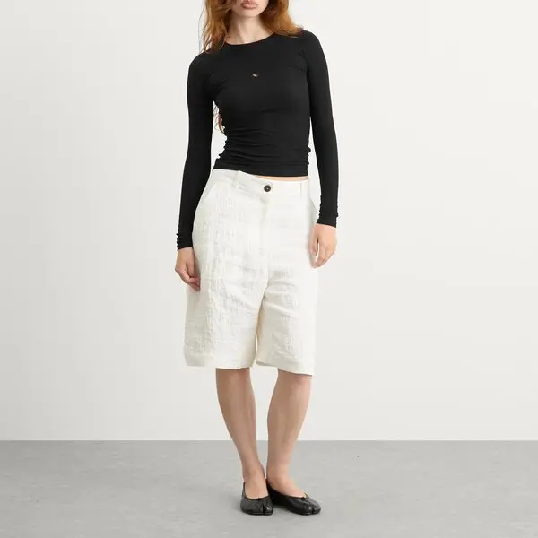 BASERANGE Heart Cut-out Long Sleeve Ribbed T-shirt