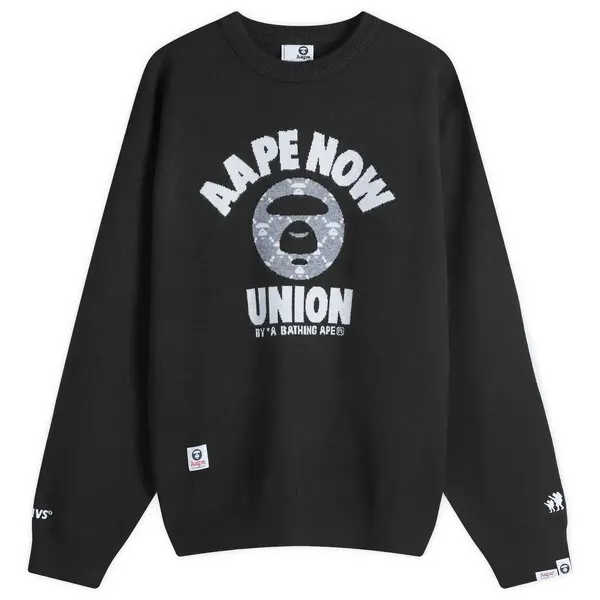 AAPE BY *A BATHING APE Aape Union Monogram Knit Sweater - Black
