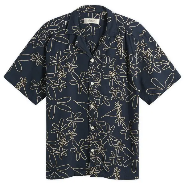 FORET Peer Embroidery Regular Fit Ss Shirt - Navy