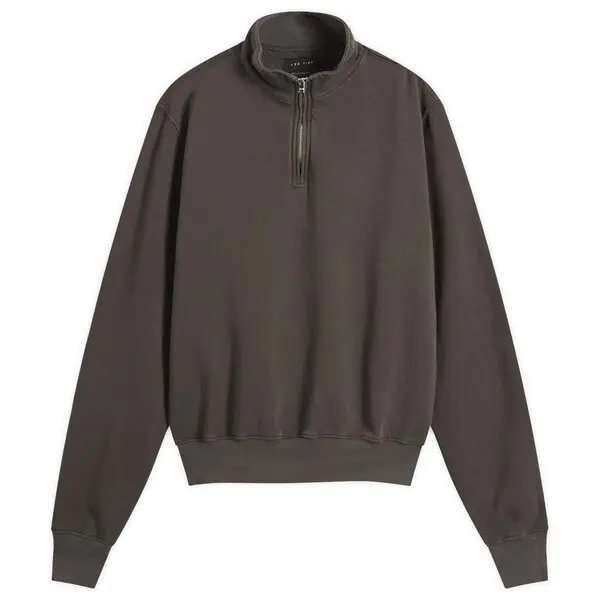 LES TIEN Heavyweight Banded Yacht Half Zip - Vintage Black