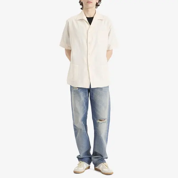 MAISON MARGIELA Stripe Short Sleeve Shirt - Beige