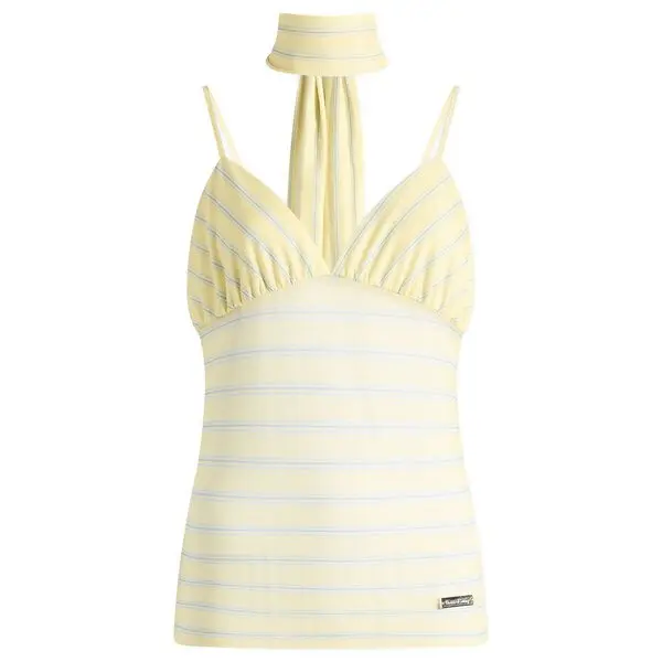 HOUSE OF SUNNY Striped Mesh Cami Top - Butter