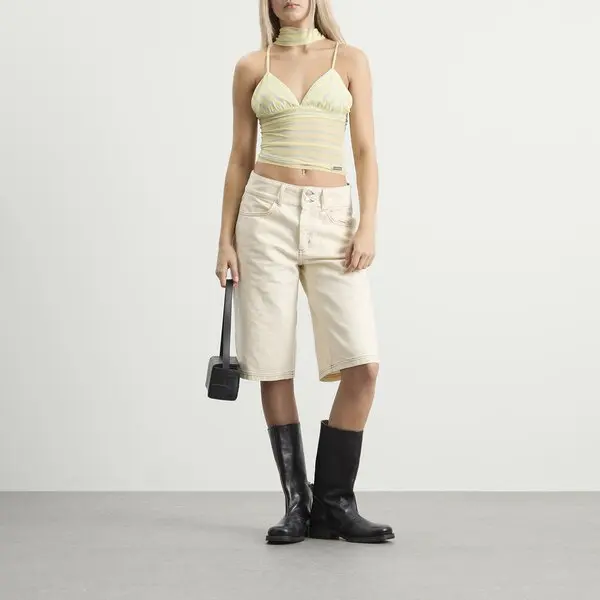 HOUSE OF SUNNY Striped Mesh Cami Top With Scarf
