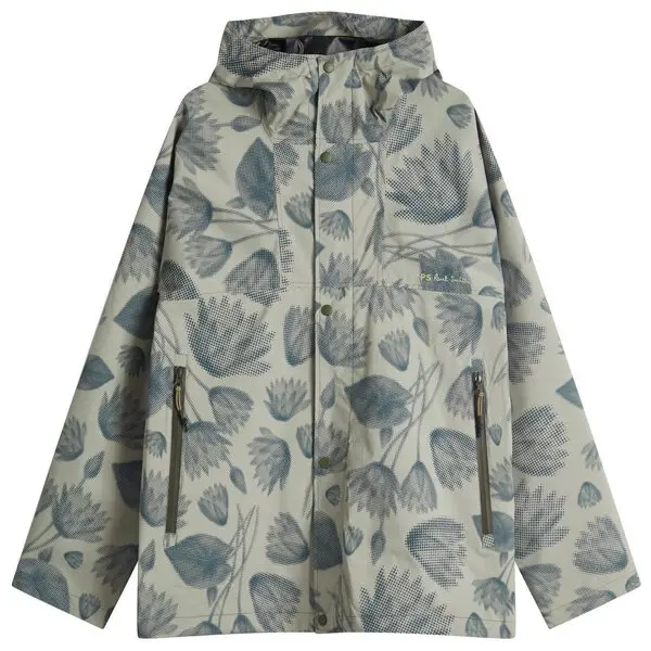 Paul Smith Pixilated Flower Print Hooded Jacket - Brown