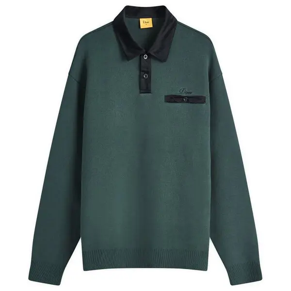 DIME Casino Knit Rugby Polo - Forest